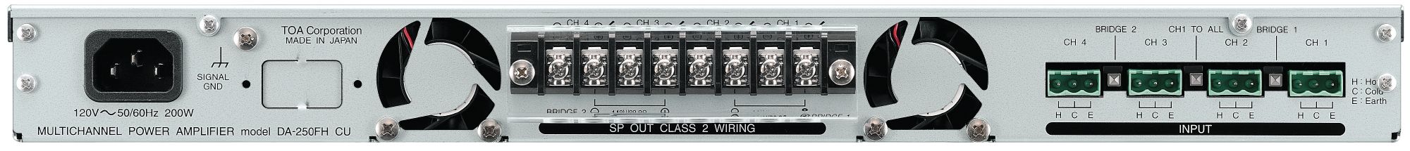 TOA DA-250FH CU | Amplificador De Audio 4 Canales